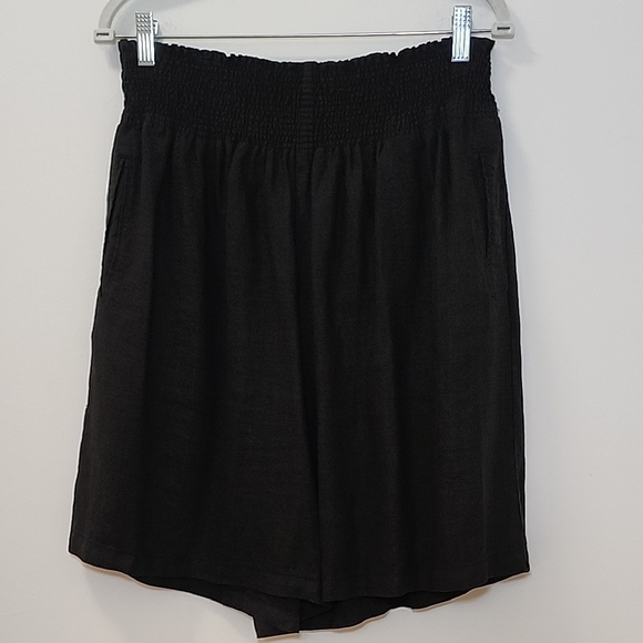 Wrap London | Shorts | Wrap London 0 Linen Smocked Black Highwaisted ...